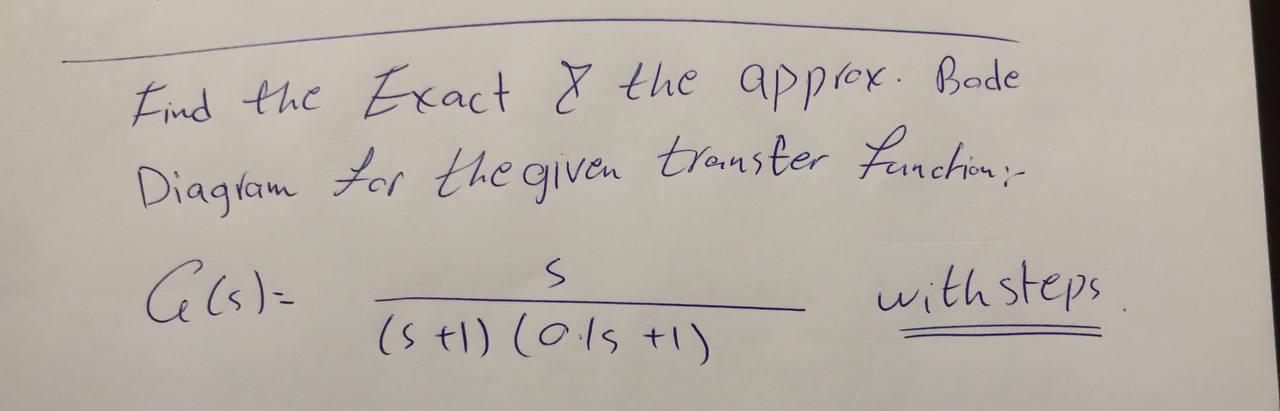 Solved Find the Exact 8 the approx. Bode Diagram for the | Chegg.com