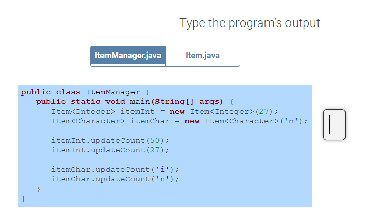 Solved Type the program's output Item Manager.java Item.java | Chegg.com