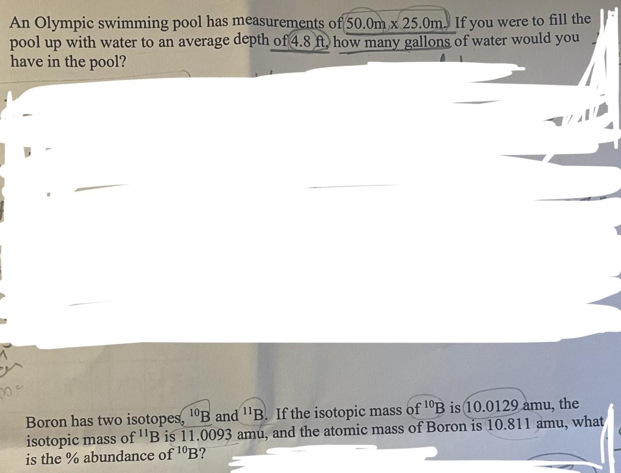 Solved An Olympic swimming pool has measurements of 50.0 | Chegg.com