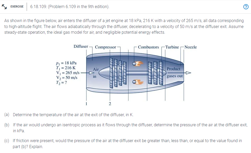 Solved As shown in the figure below, air enters the diffuser | Chegg.com