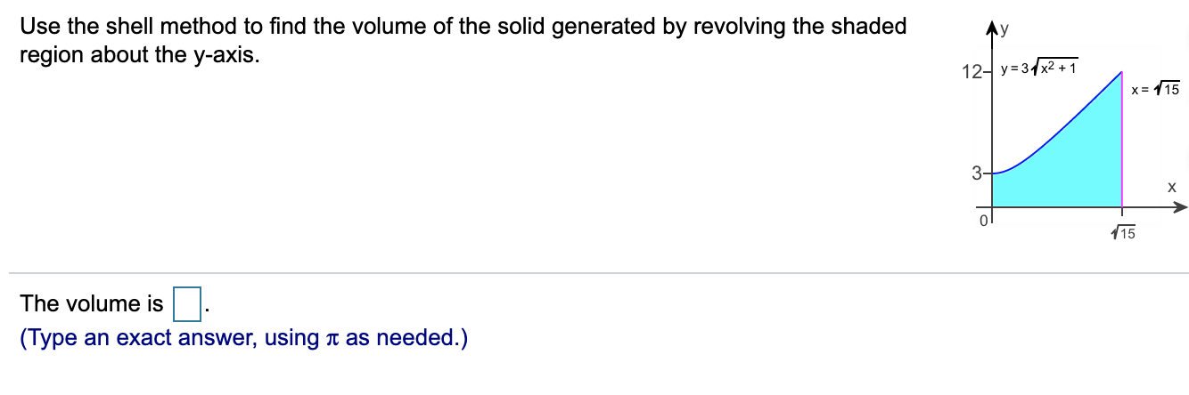 Solved Use the shell method to find the volume of the solid | Chegg.com