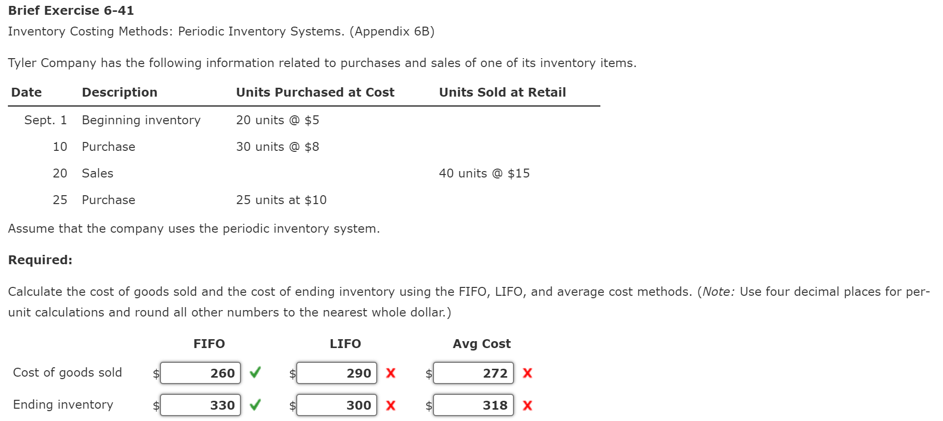 Solved Brief Exercise 6-41 Inventory Costing Methods: | Chegg.com