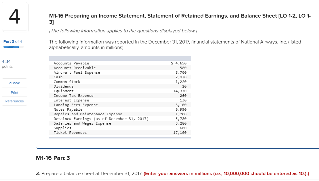 Solved M1-16 Preparing an Income Statement, Statement of | Chegg.com