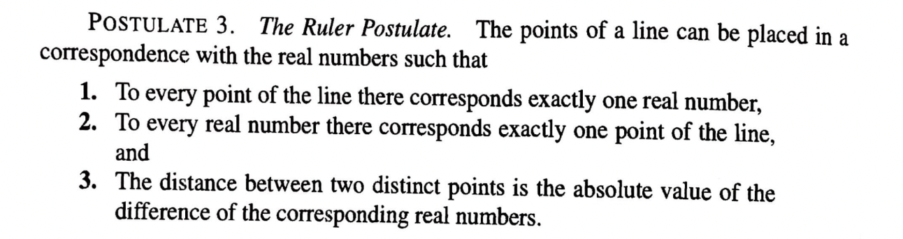 Solved POSTULATE 3. The Ruler Postulate. The points of a | Chegg.com