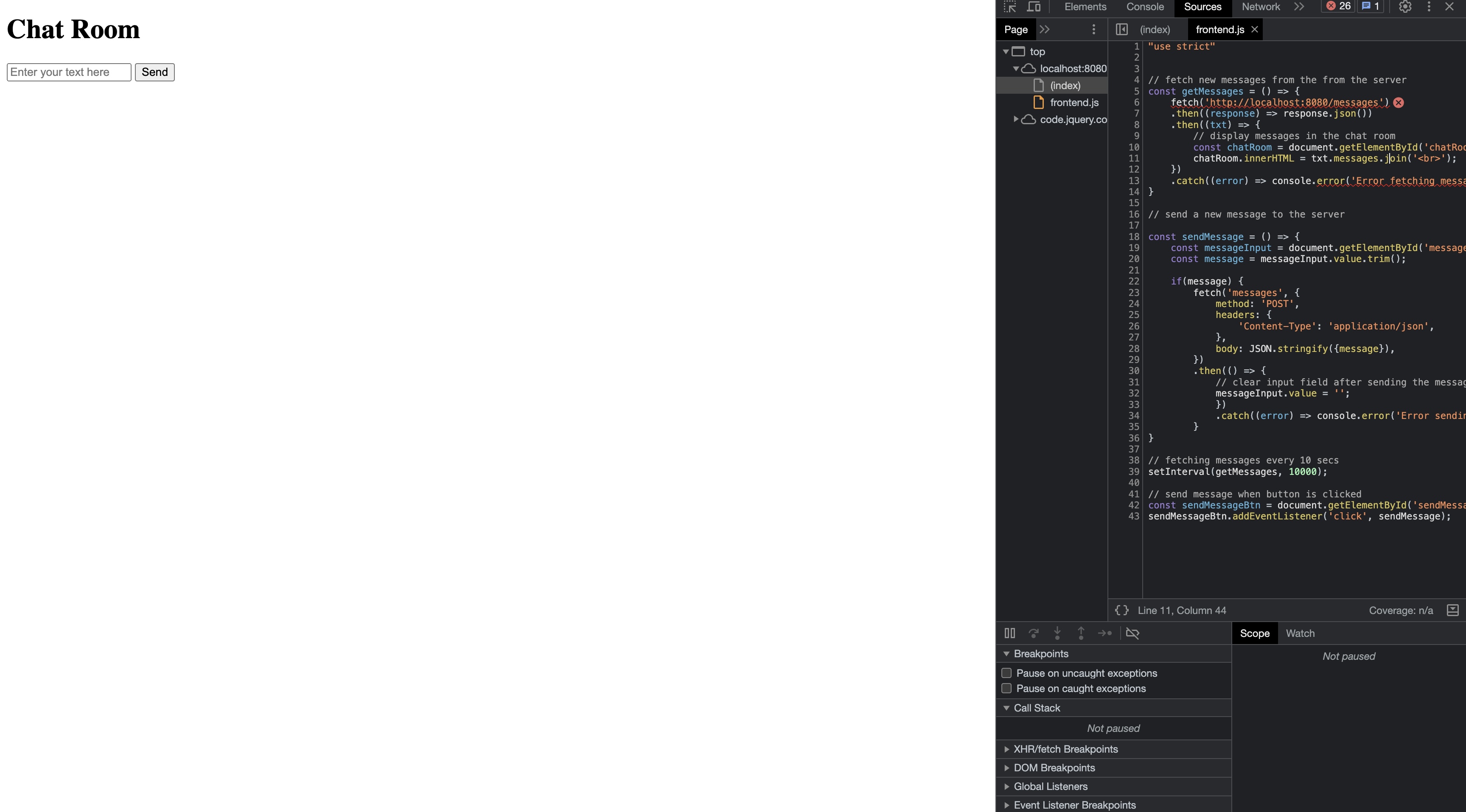 Solved Create a chat application using Node and Fetch API | Chegg.com