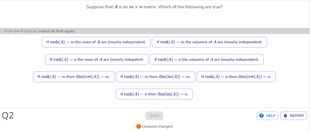 Solved Suppose that A is an m×n matrix. Which of the | Chegg.com