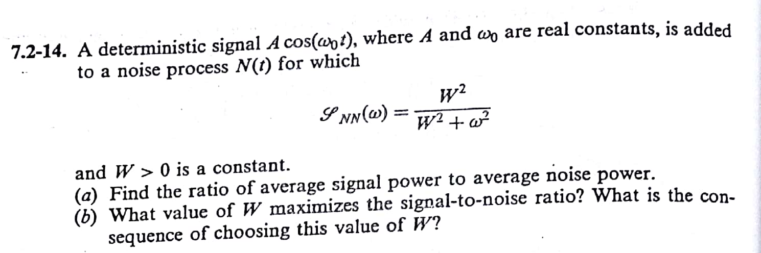 Solved -14. A deterministic signal Acos(ω0t), where A and ω0 | Chegg.com