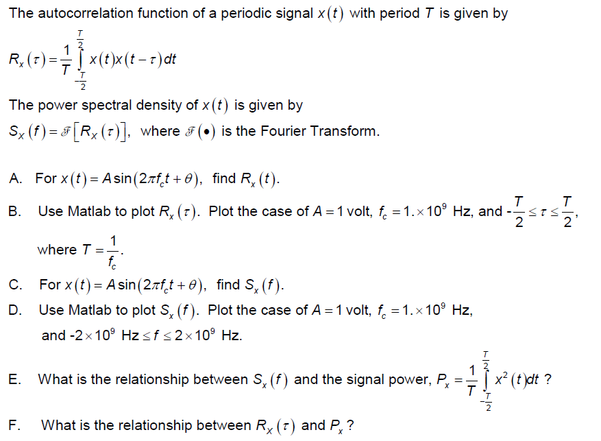 Solved The Autocorrelation Function Of A Periodic Signal