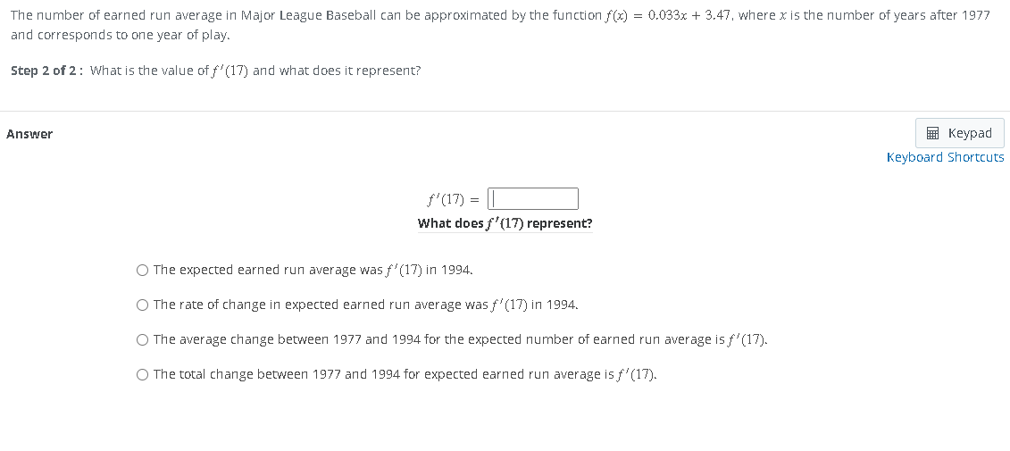 Solved The number of earned run average in Major League | Chegg.com