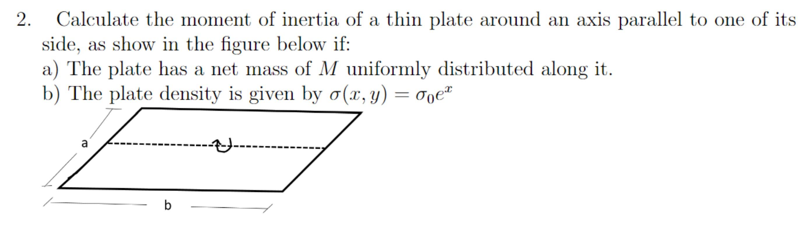 Solved 2. Calculate the moment of inertia of a thin plate | Chegg.com