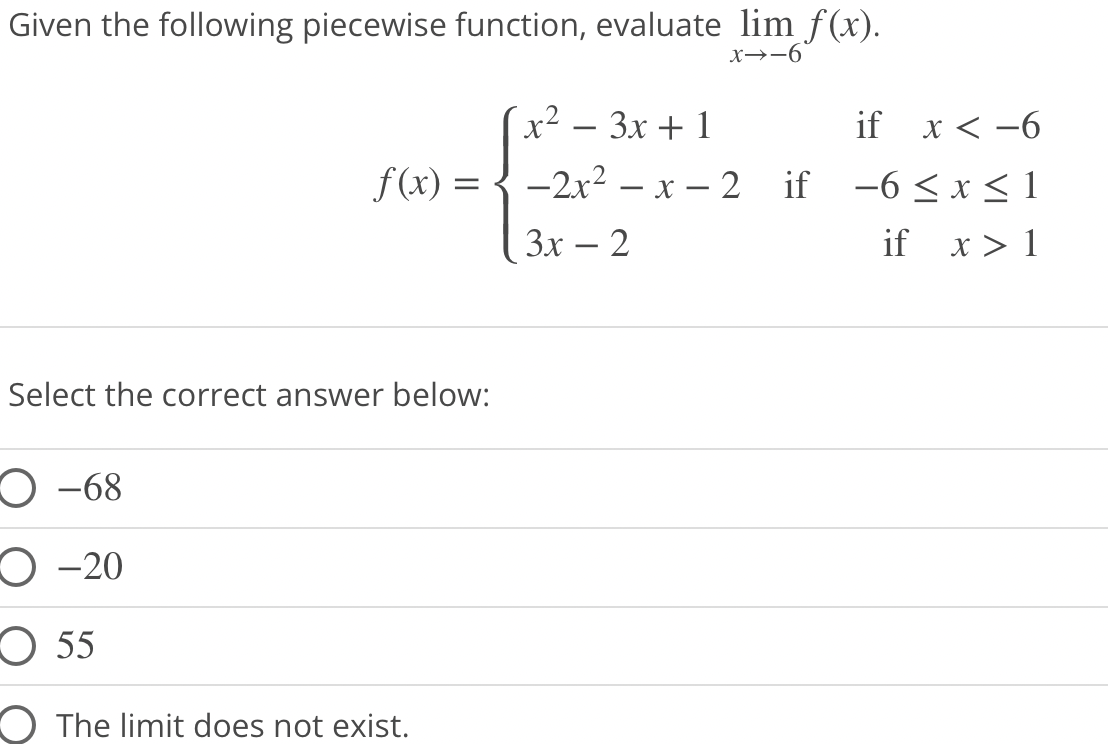 Solved Given the following piecewise function, evaluate | Chegg.com