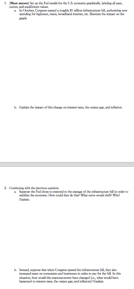 Solved 1. (Must answer) Set up the Fed model for the U.S. | Chegg.com