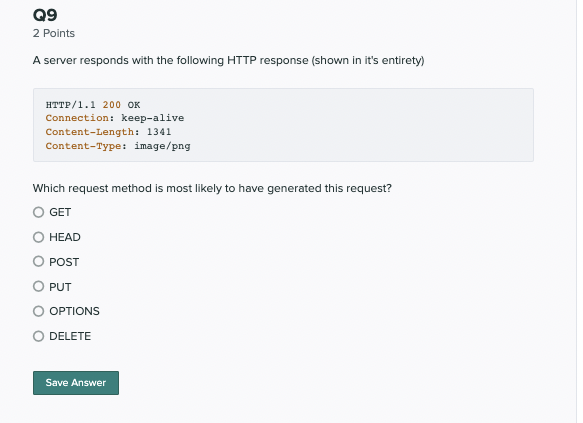 Solved Q9 2 Points A server responds with the following HTTP | Chegg.com