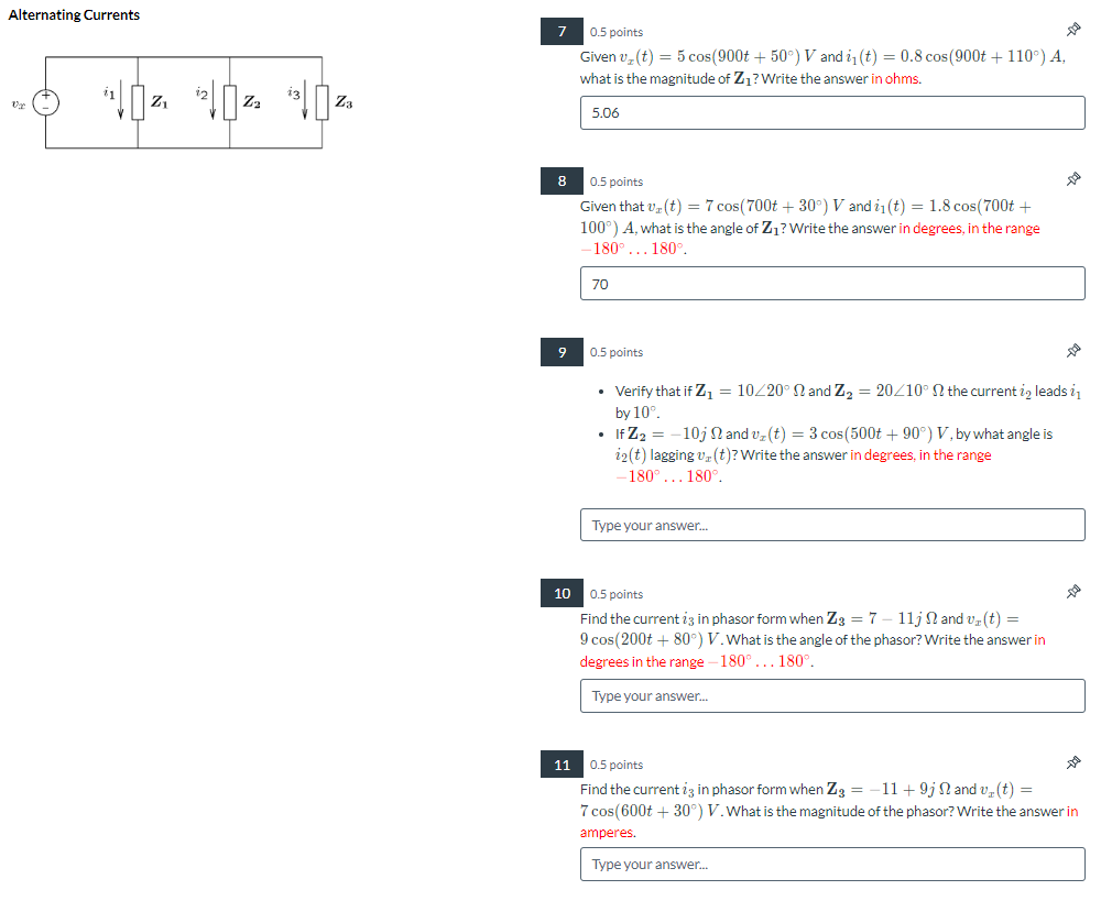 Solved Alternating Currents 70.5 points Given | Chegg.com