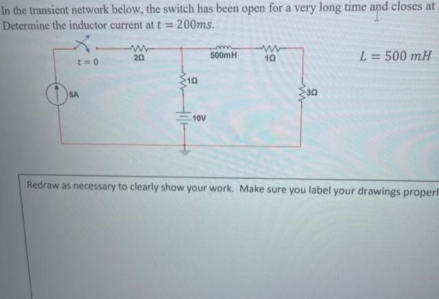 Solved The full question is: In the transient network below, | Chegg.com