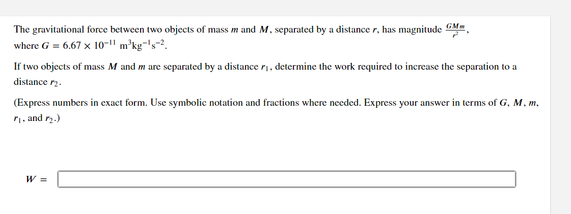 Solved The gravitational force between two objects of mass m | Chegg.com