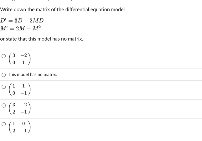 Solved Write down the matrix of the differential equation | Chegg.com