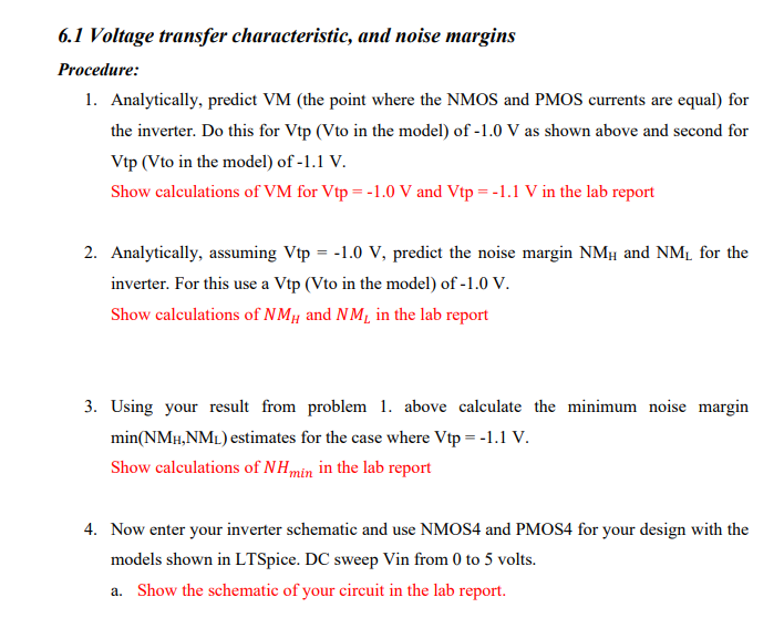 Solved 6.1 Voltage transfer characteristics of the CMOS | Chegg.com