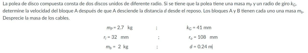 Solved The compound disk pulley consists of a hub and | Chegg.com