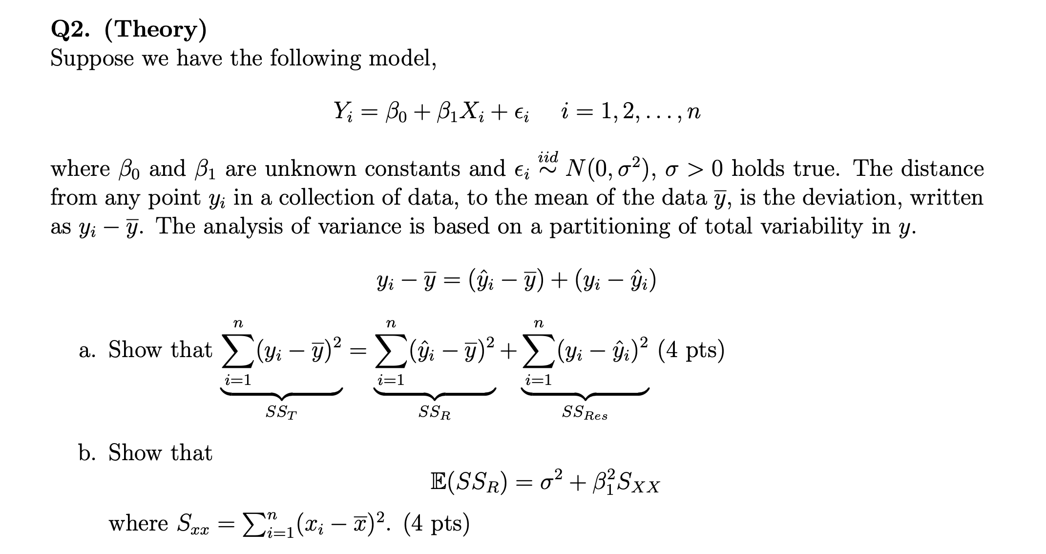 Solved Q2. (Theory) Suppose we have the following model, | Chegg.com