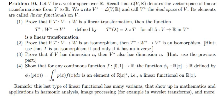 Solved Problem 10. Let V be a vector space over R. Recall | Chegg.com