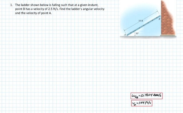 Solved 1. The ladder shown below is falling such that at a | Chegg.com