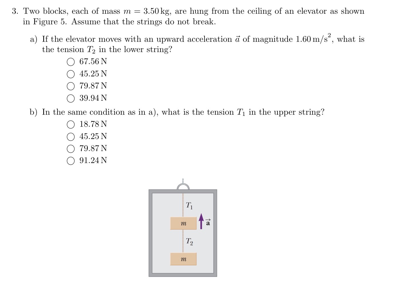 Solved Two blocks, each of mass m=3.50kg, ﻿are hung from the | Chegg.com