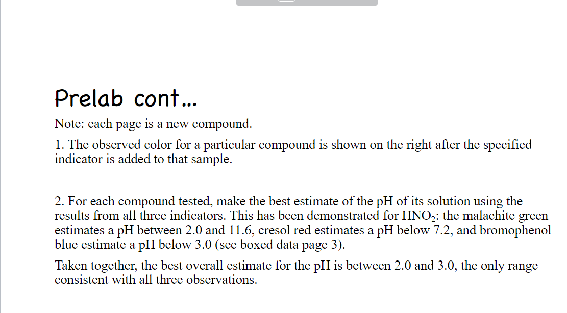 Solved pH of Lots of Stuff Pre-Lab pH indicators are | Chegg.com