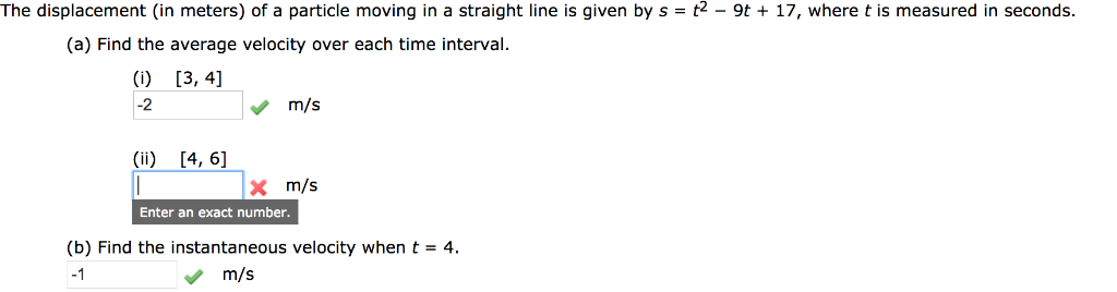 Solved The displacement (in meters) of a particle moving in | Chegg.com