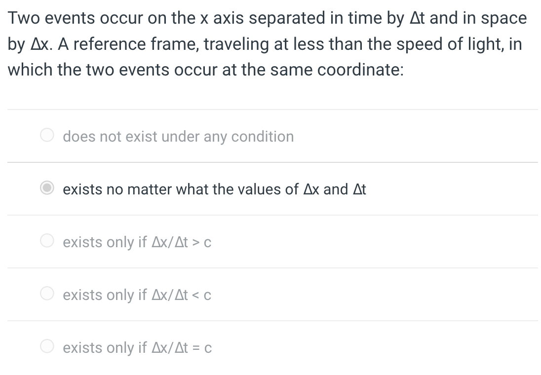 Solved Two events occur on the x axis separated in time by | Chegg.com