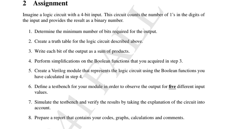 Imagine A Logic Circuit With A 4 Bit Input This 