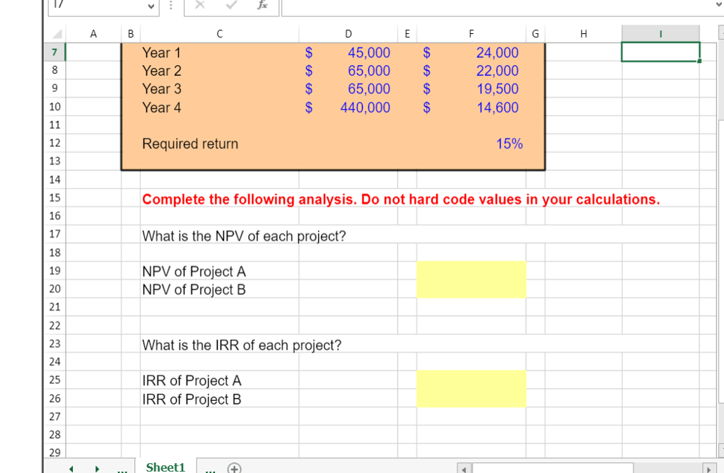Solved 1. Calculate the NPV and IRR of each project | Chegg.com