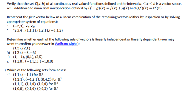 Solved Verify that the set C[a,b] of all continuous | Chegg.com