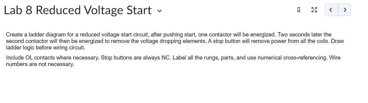 Solved Lab 8 Reduced Voltage Start Create a ladder diagram | Chegg.com
