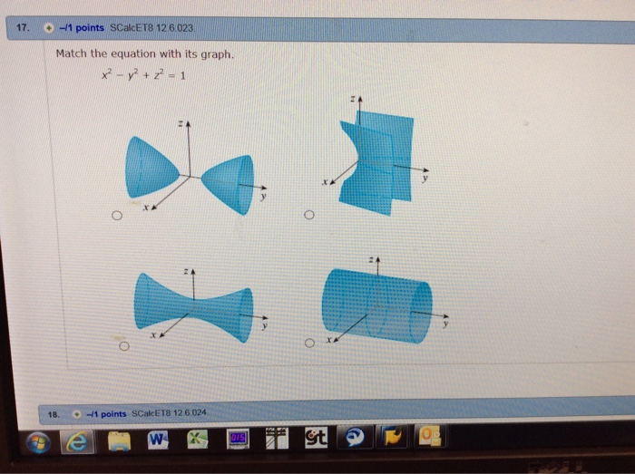 Solved Match the equation with its graph. x^2 - y^2 + z^2 = | Chegg.com