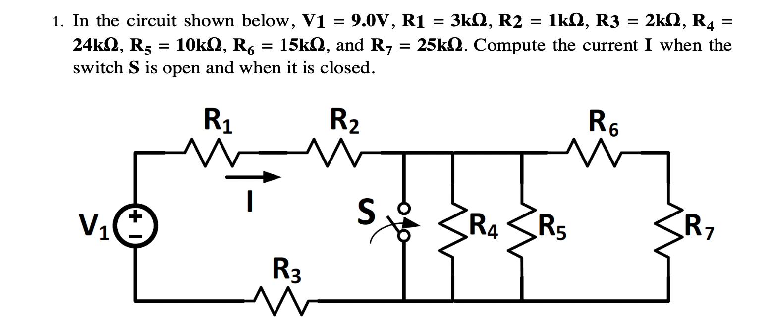 Solved 1. In the circuit shown below, V1=9.0 | Chegg.com