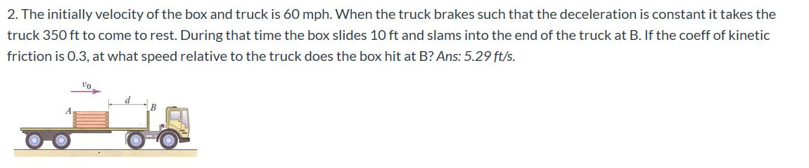 Solved 2. The initially velocity of the box and truck is 60 | Chegg.com