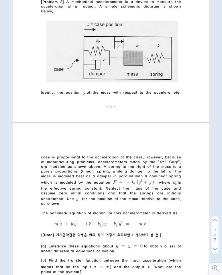 Solved [Problem 2] A mechanical accelerometer is a device to | Chegg.com