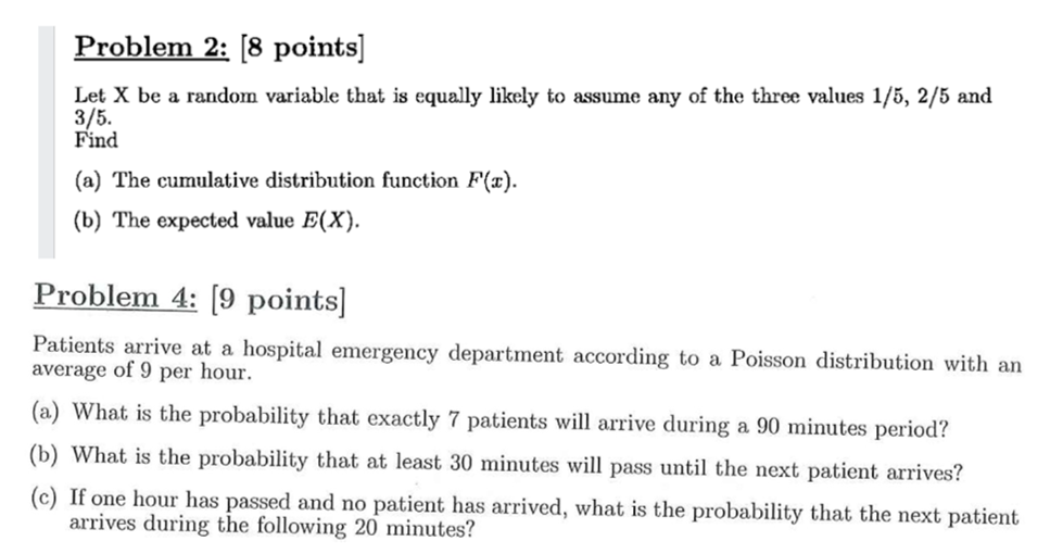 Solved Problem 2: [8 points] Let X be a random variable that | Chegg.com