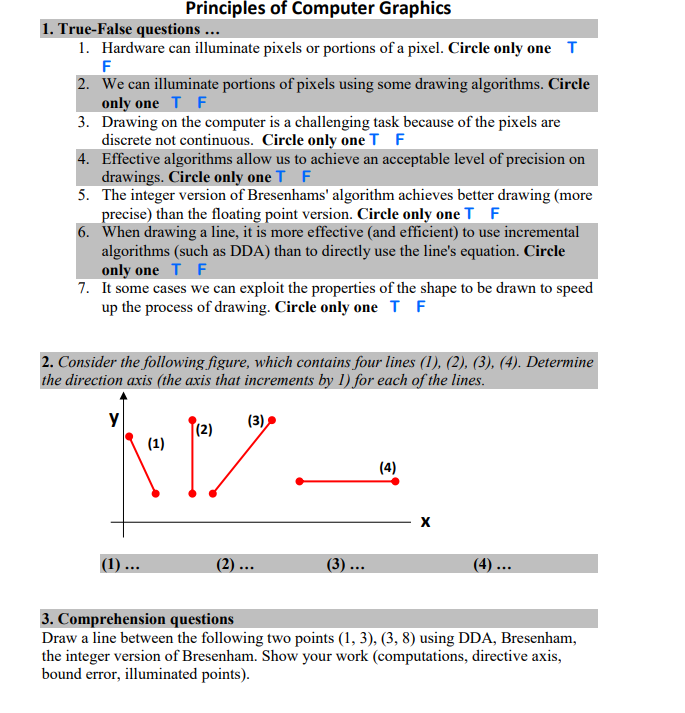Solved Principles of Computer Graphics 1. True False | Chegg.com