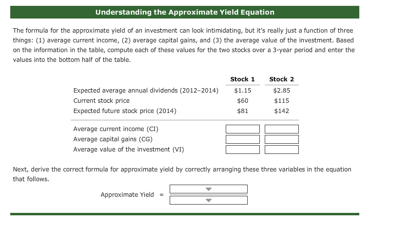 Solved Understanding the Approximate Yield Equation The | Chegg.com