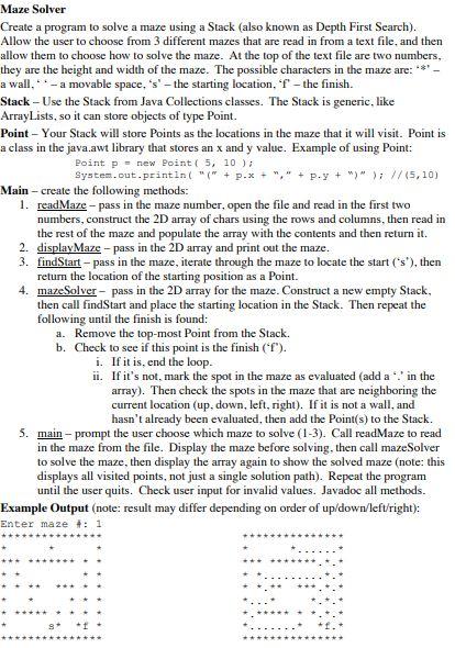 Maze Solver Create a program to solve a maze using a | Chegg.com