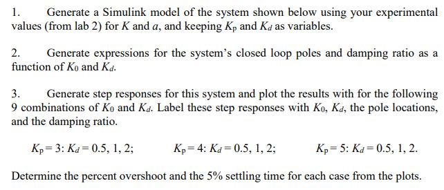 1. Generate a Simulink model of the system shown | Chegg.com