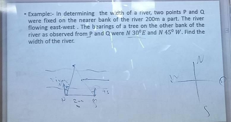 Solved • Example:- In determining the width of a river, two | Chegg.com