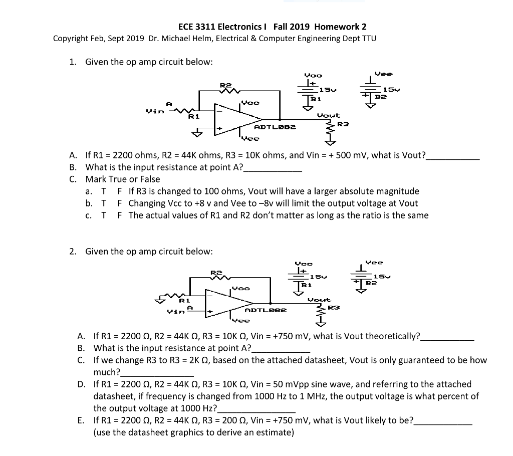 Solved Ece 3311 Electronics I Fall 2019 Homework 2 Copyright Chegg