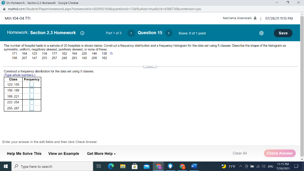 Solved х Do Homework - Section 2.3 Homework - Google Chrome | Chegg.com