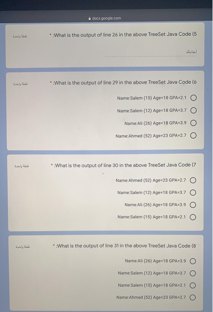Solved Use the following Student class to answer the below | Chegg.com