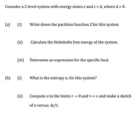 Solved Consider a 2-level system with energy states & and € | Chegg.com