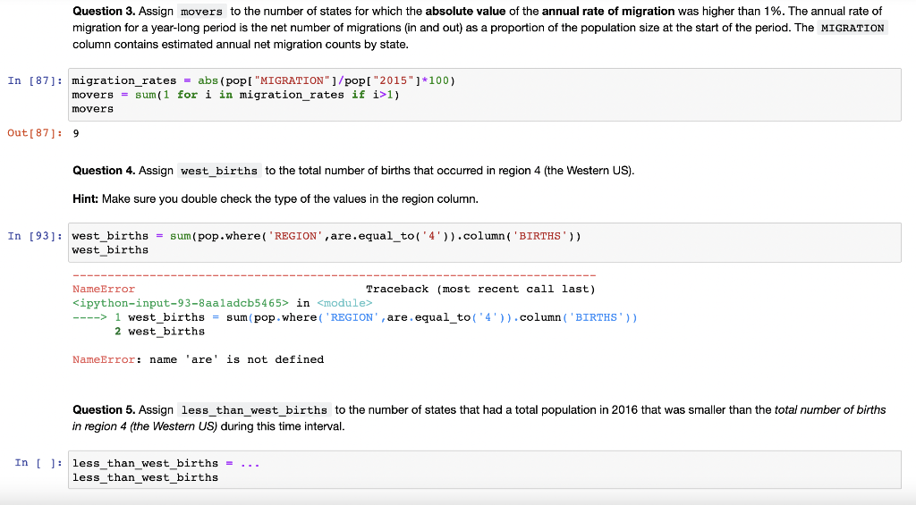 Solved 3. Birth Rates The following table gives census-based | Chegg.com