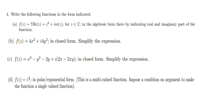 Solved 4. Write the following functions in the form | Chegg.com